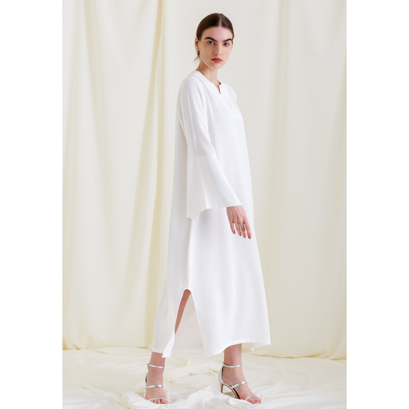 Off-white Midi Dress with Wide Slits