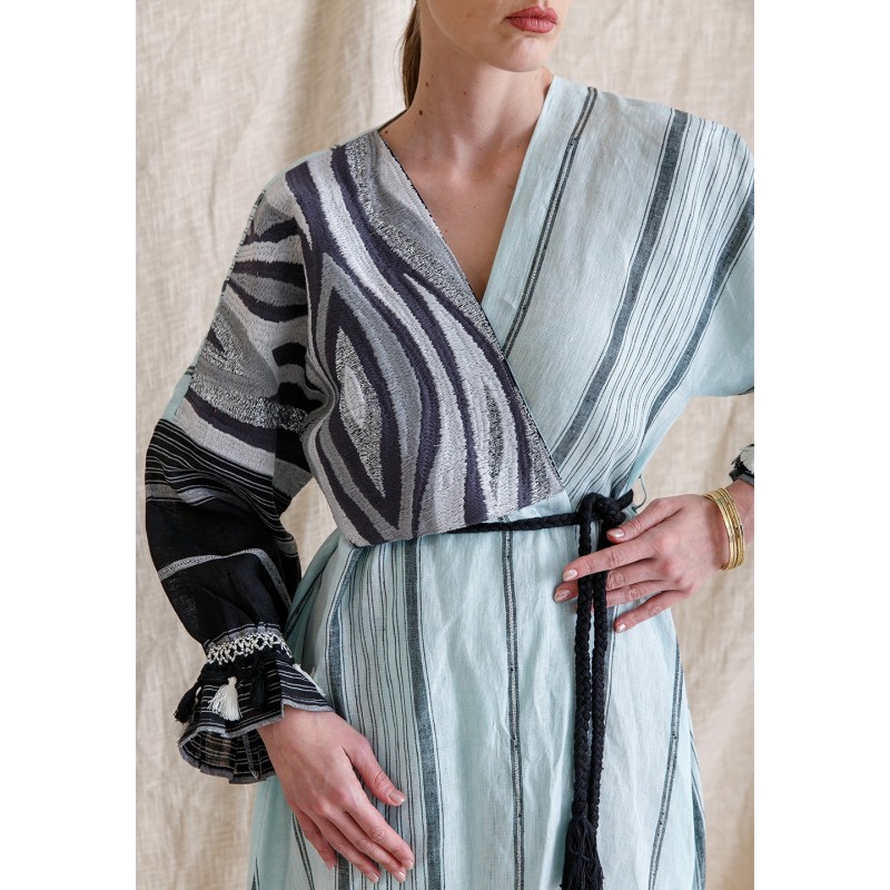 Aqua Chest Embroidered Dress