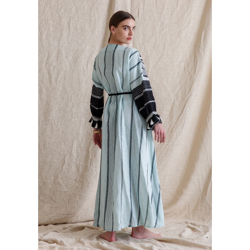 Aqua Chest Embroidered Dress