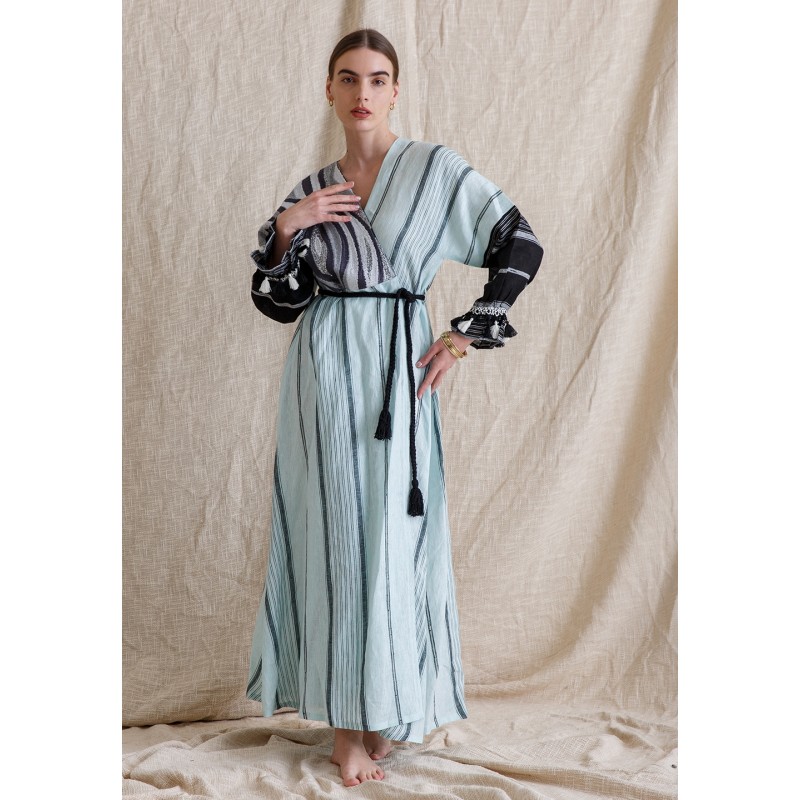 Aqua Chest Embroidered Dress