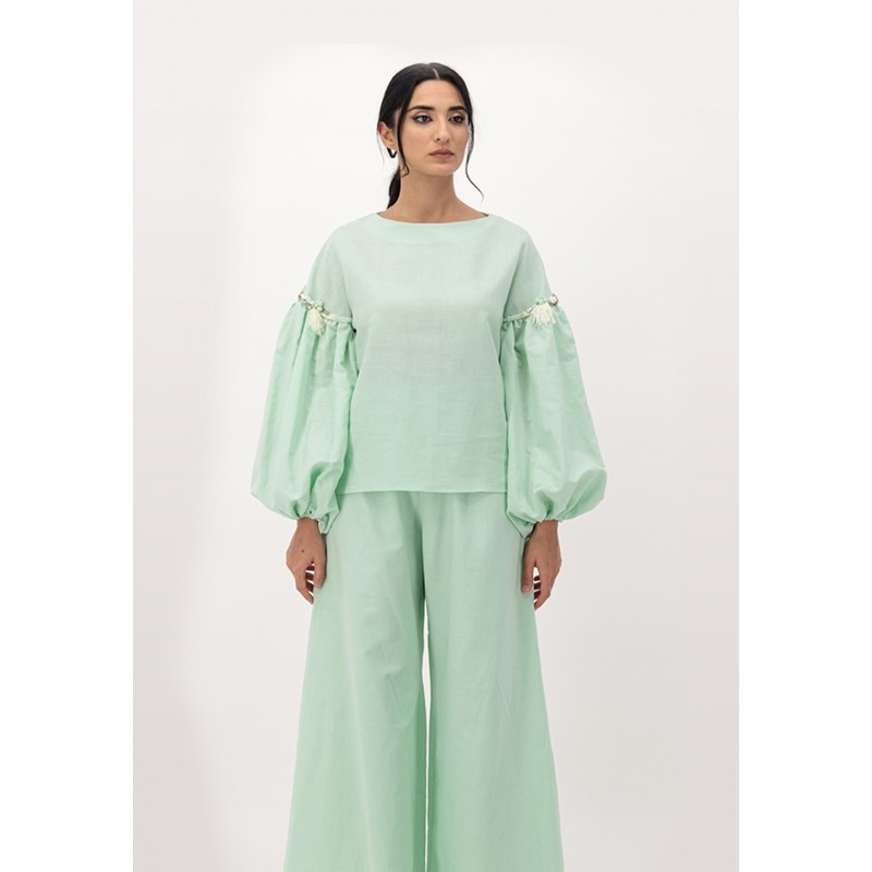 Green Linen Top