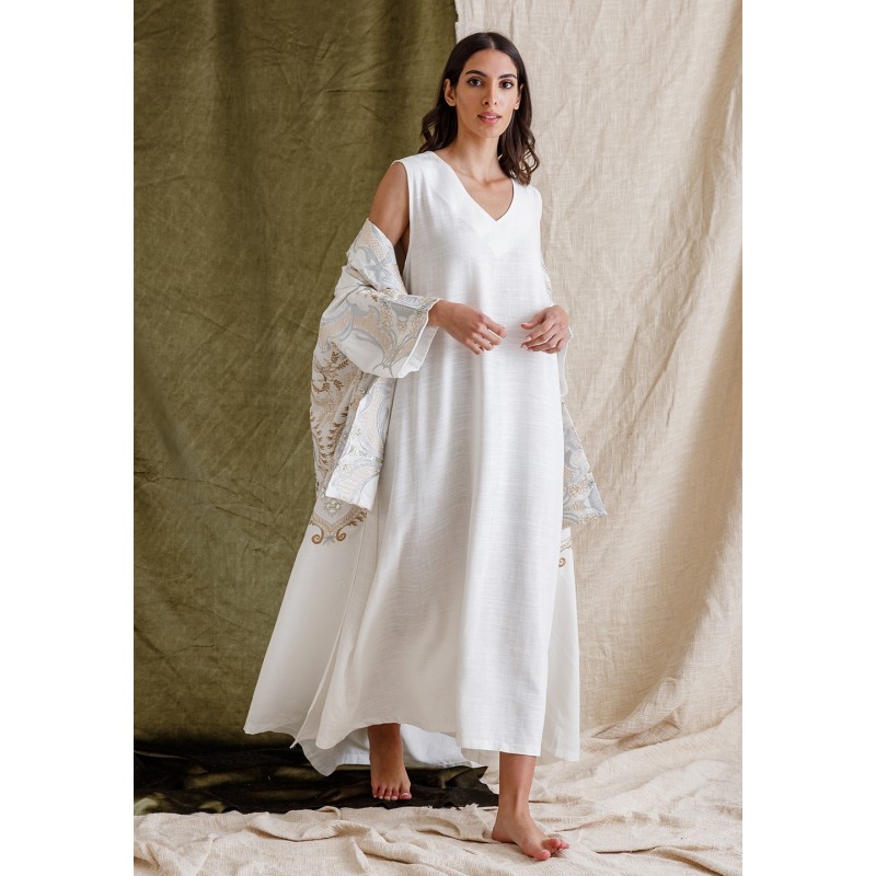 White Embroidered Bisht Set