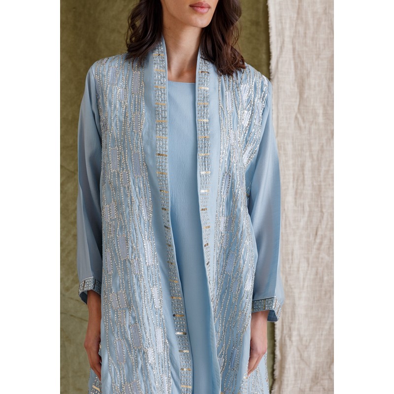 Royal Blue Embroidered Bisht Set
