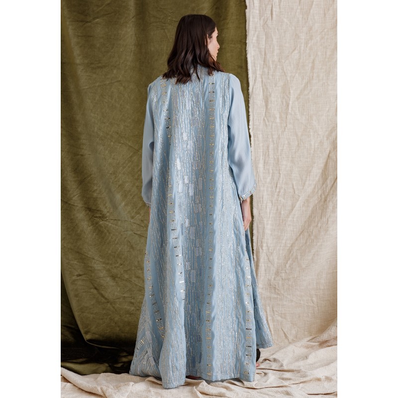 Royal Blue Embroidered Bisht Set