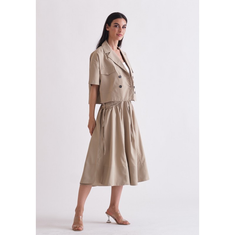 Beige Two Piece Skirt Set