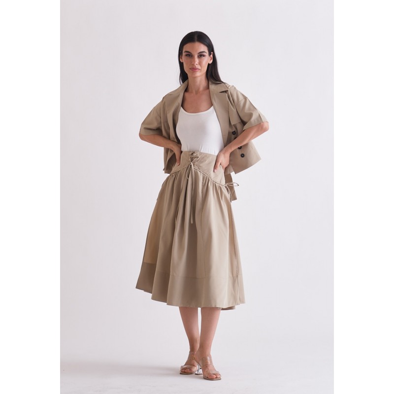 Beige Two Piece Skirt Set