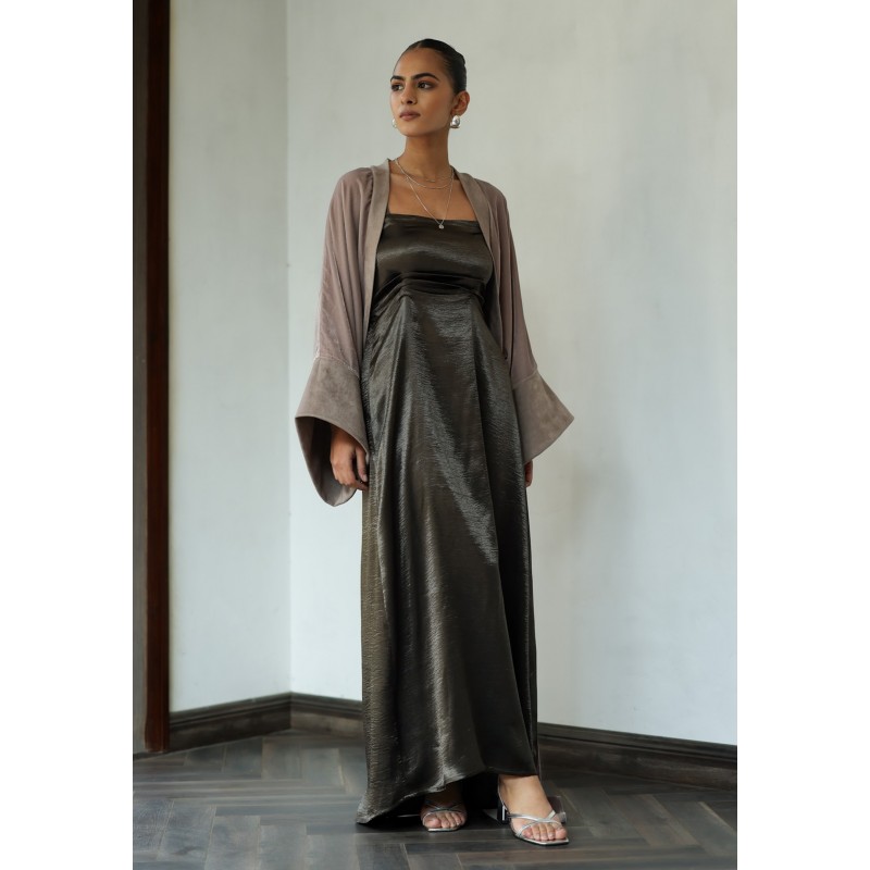 The Cropped Robe Taupe/Olive