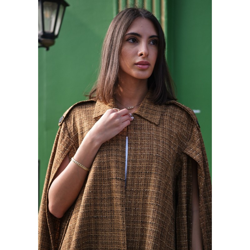 Beige & Brown Chanel Tweed Cape