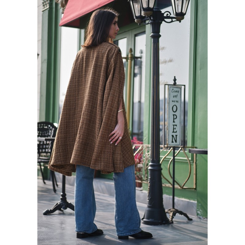 Beige & Brown Chanel Tweed Cape