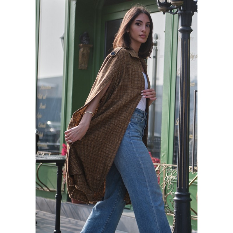 Beige & Brown Chanel Tweed Cape