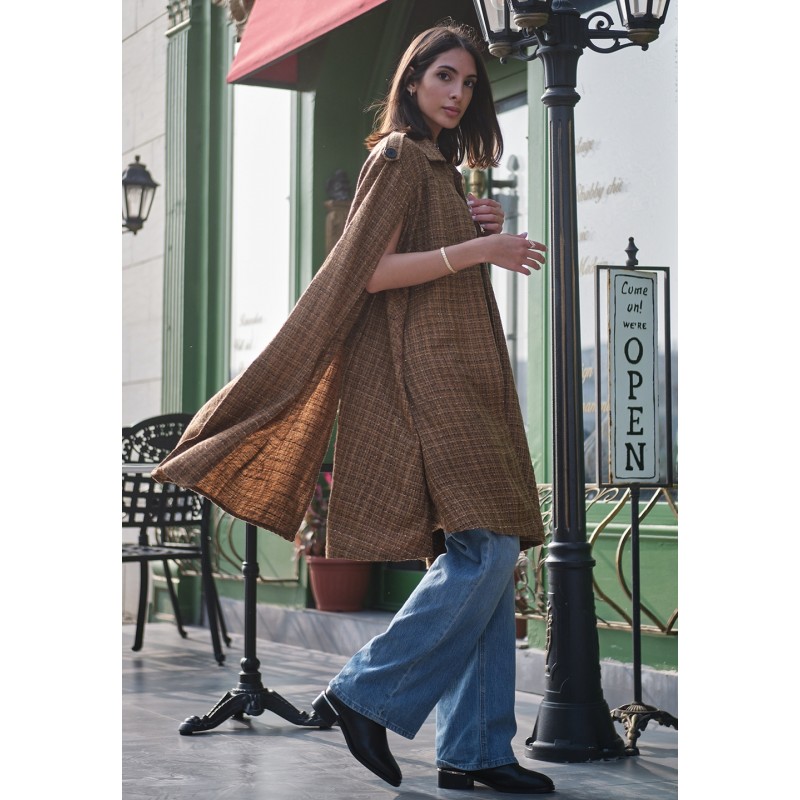 Beige & Brown Chanel Tweed Cape