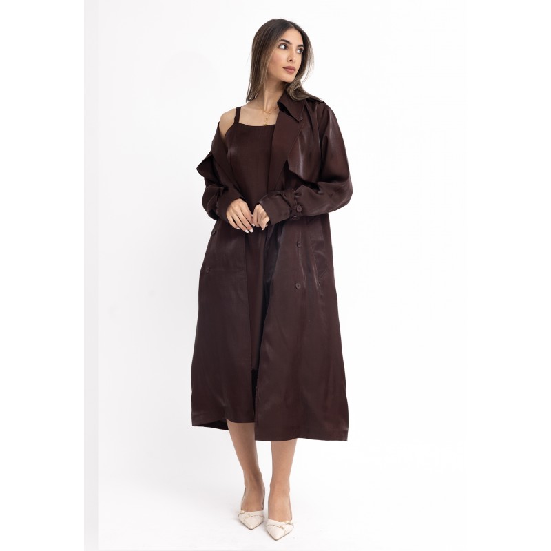 Chocolate Brown Trench and Dress Set