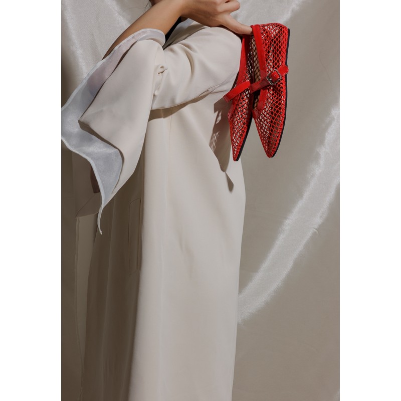 Red Mesh Leather Shoes