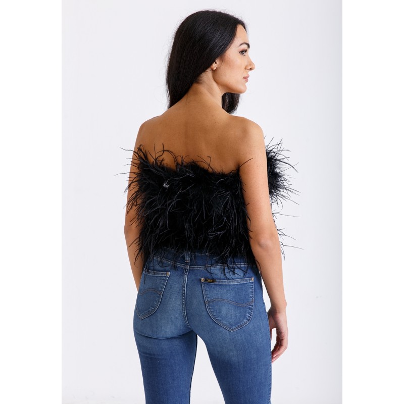 Black Ostrich Feather Top
