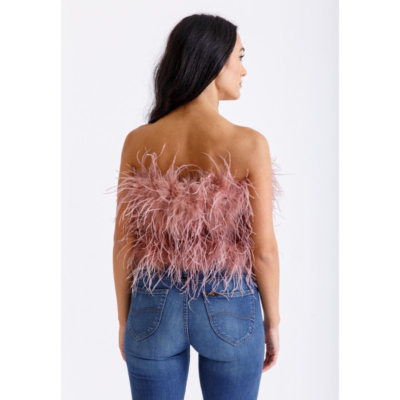 Pink Ostrich Feather Top