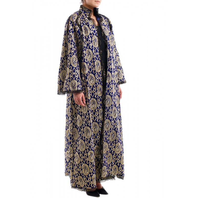 Navy & Golden Embroidered Bisht