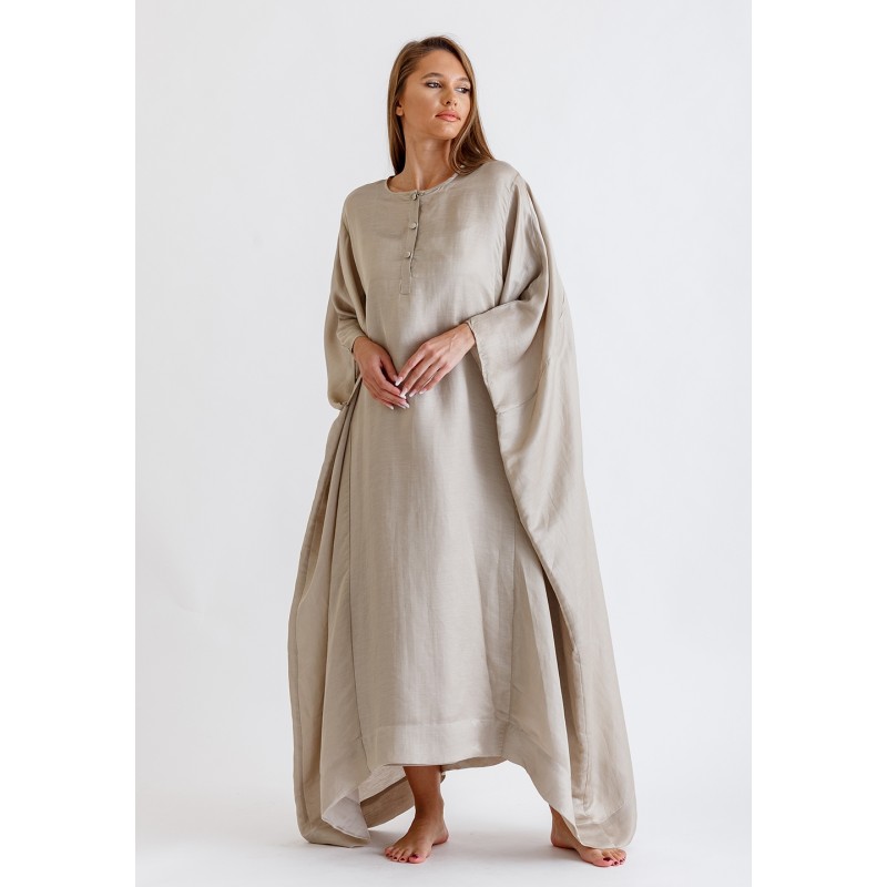 Light Taupe Square Silk Kaftan