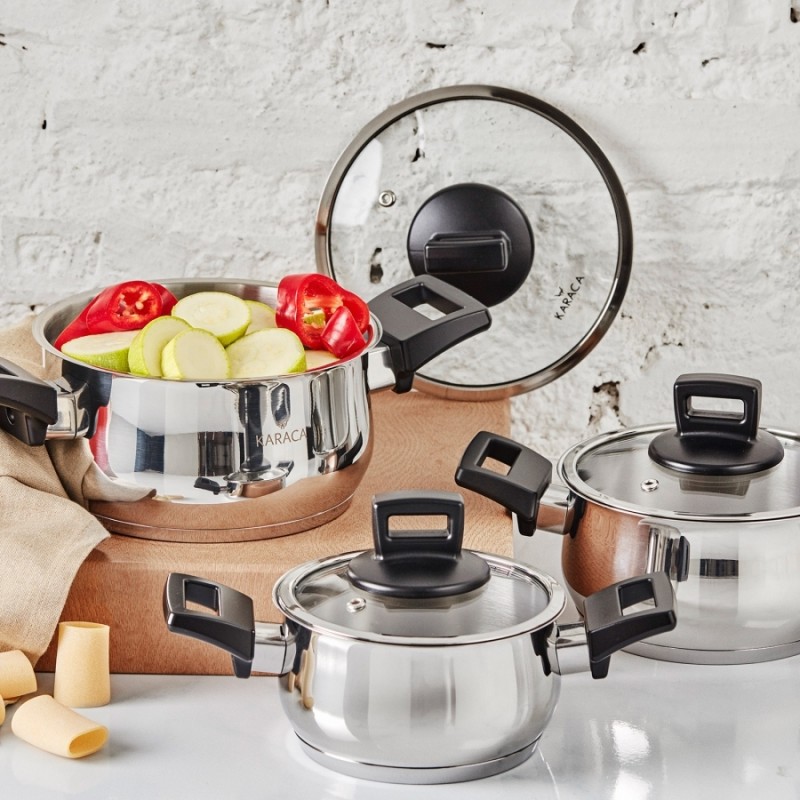 Karaca Stainless Steel 6 Pieces Antibacterial Cookware Set