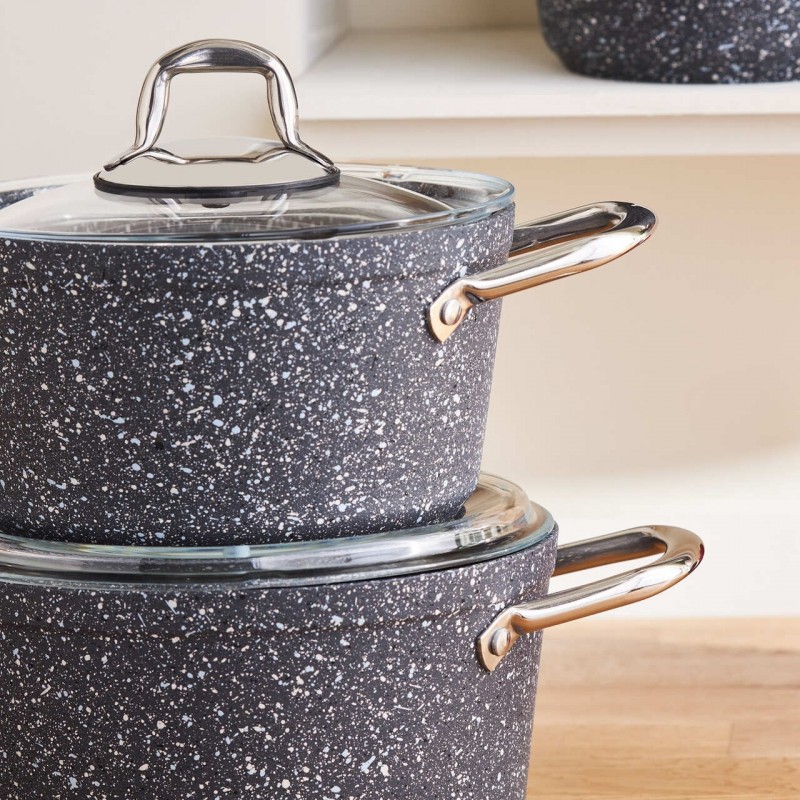 Karaca Biogranite Midi Cookware Set Navy Stone - 6 Pieces - Kitchen ...
