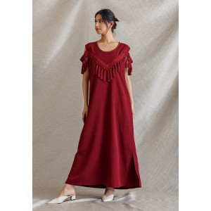 Maroon Dress with Fringe