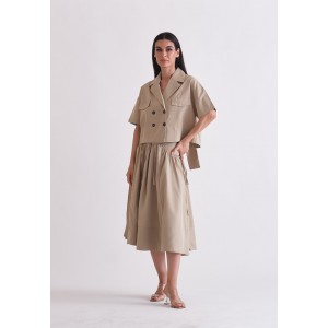 Beige Two Piece Skirt Set